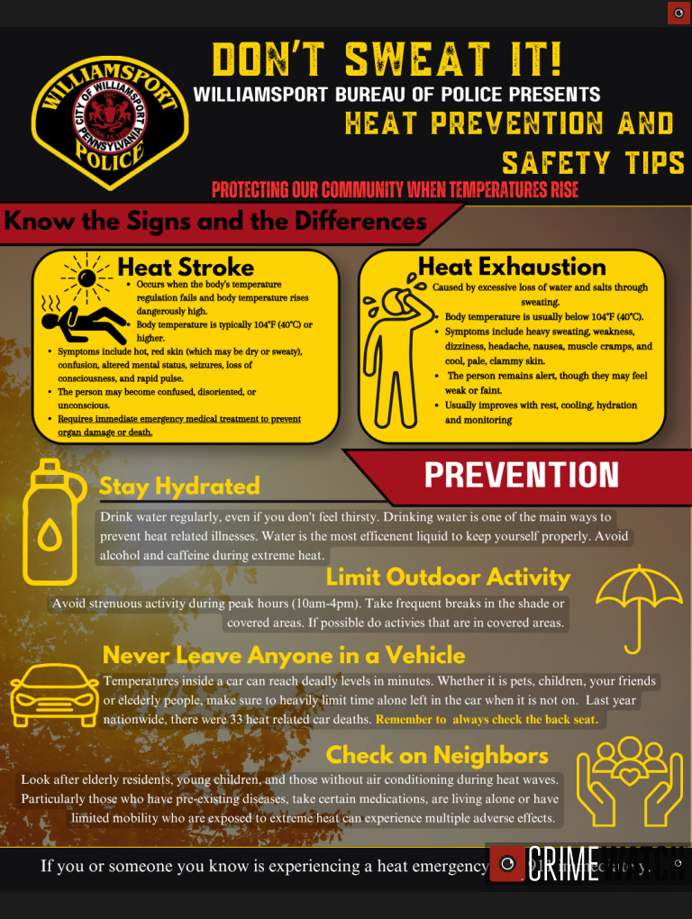 Safety Series: Heat Safety and Prevention | Williamsport Bureau of Police