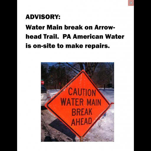 Water Main Break on Arrowhead Trail | Spring Township Police Department