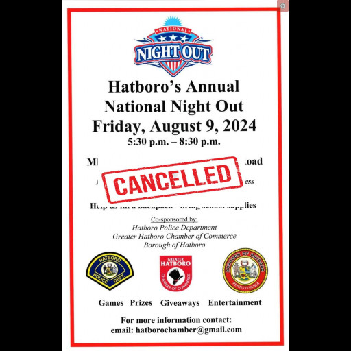 NATIONAL NIGHT OUT CANCELLED | Hatboro Police Department